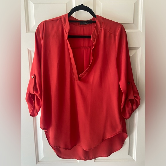 Zouk | Tops | Sheer Rust 34 Sleeve Ladies Top | Poshmark